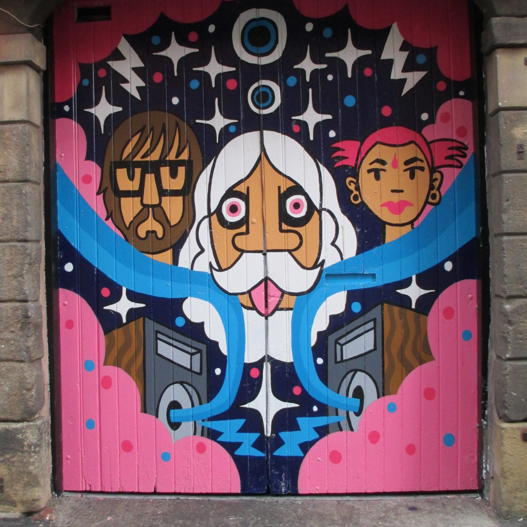 Pete Fowler artwork on the Leadmill doors | Street Art Sheffield